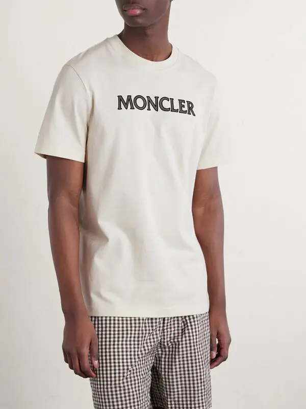 Moncler Logo-print Cotton-jersey T-shirt - Neutrals