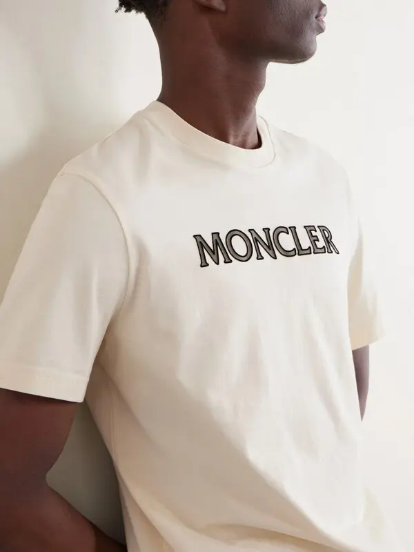 Moncler Logo-print Cotton-jersey T-shirt - Neutrals