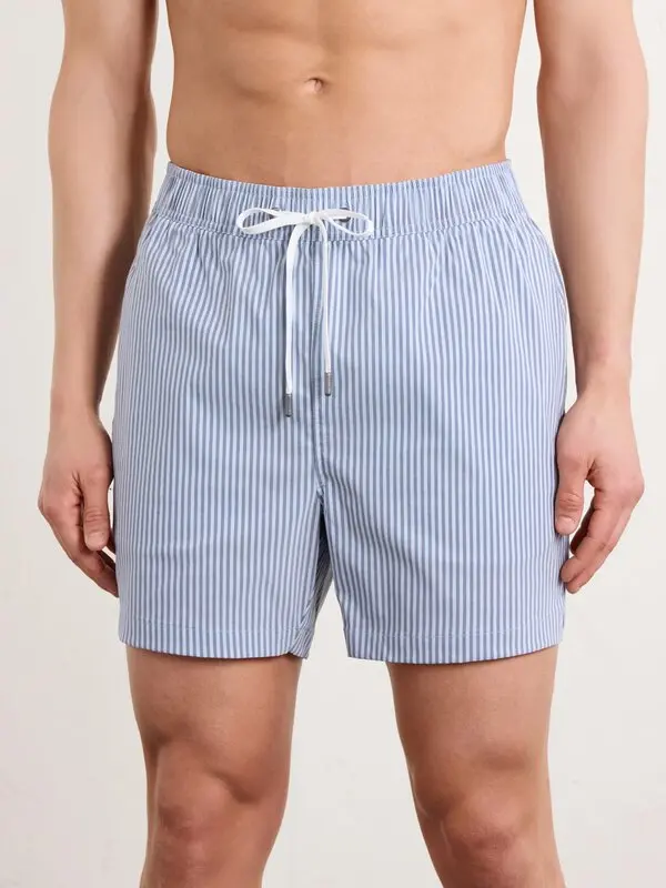 Onia Charles Straight-fit Striped Seersucker Swim Shorts - Blue