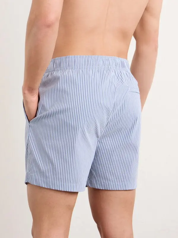 Onia Charles Straight-fit Striped Seersucker Swim Shorts - Blue