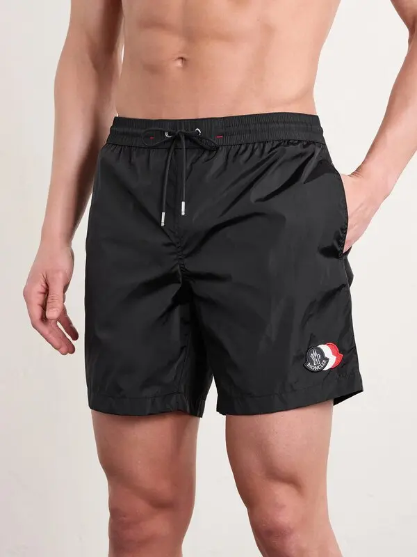 Moncler Slim-fit Mid-length Swim Shorts - Black