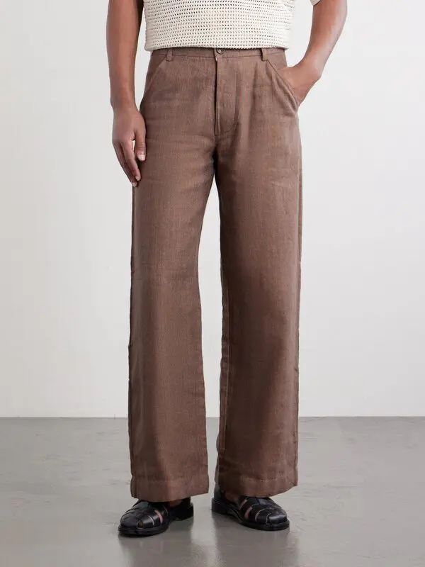 KARTIK RESEARCH Striped Linen Straight-leg Trousers