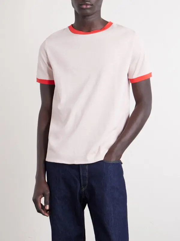A.p.c. Jules Organic Cotton And Linen-blend T-shirt - Pink