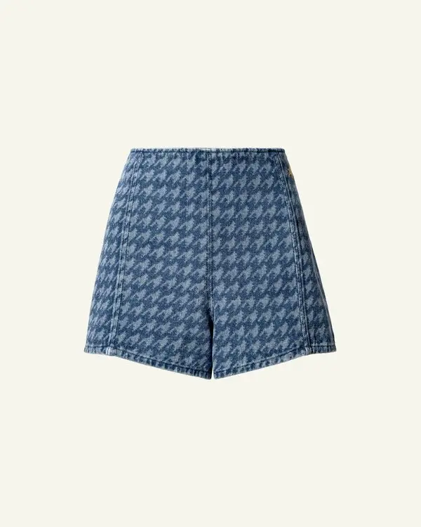 Perfect Moment Houndstooth Denim Shorts - Denim-houndstooth