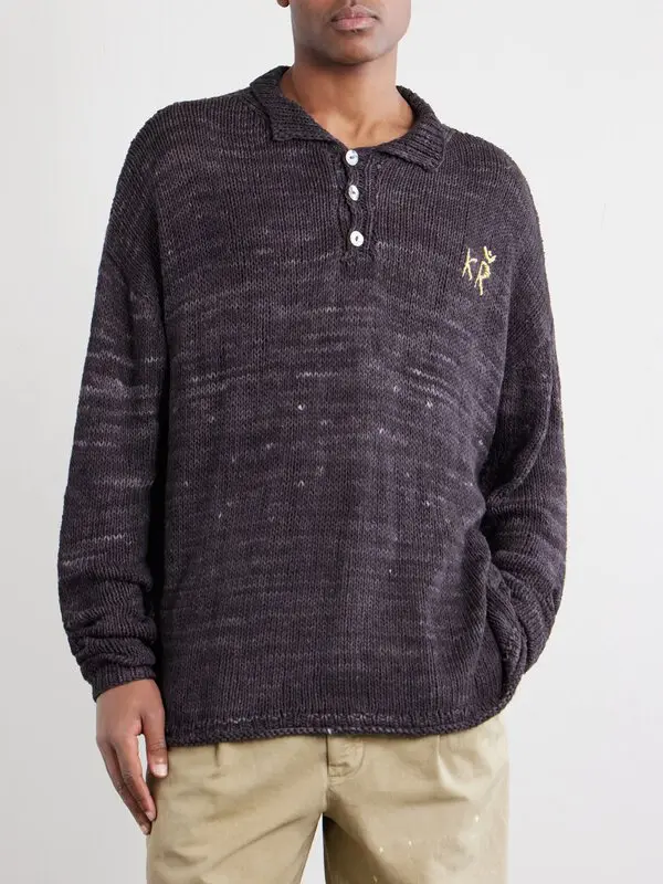 KARTIK RESEARCH Eri Logo-embroidered Knitted Silk Polo Shirt