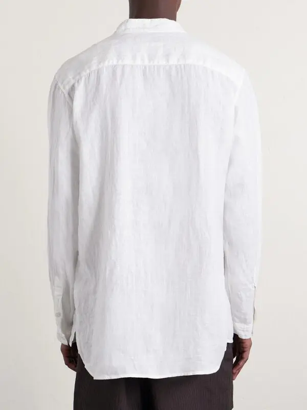 Blue Blue Japan Grandad-collar Linen Shirt