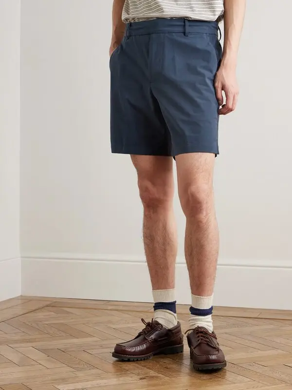 JAMES PERSE Straight-leg Cotton-blend Golf Shorts - Blue