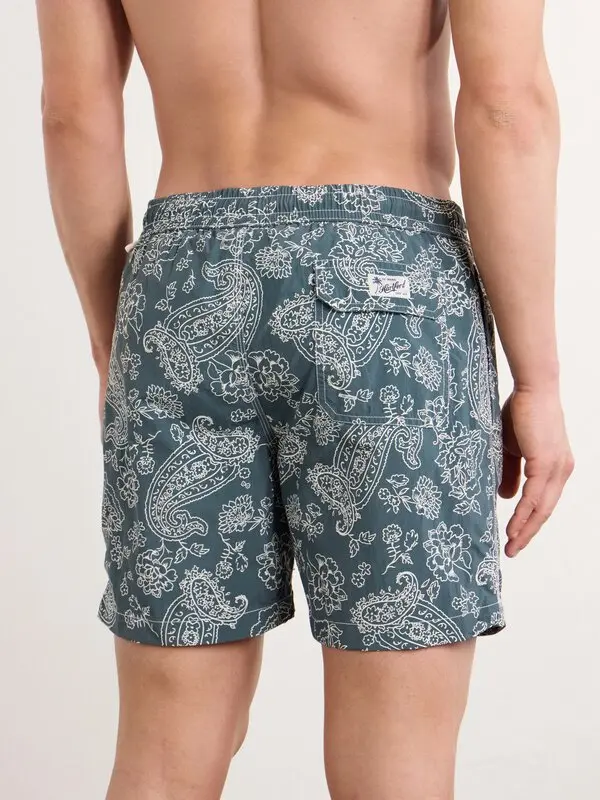 Hartford Straight-leg Mid-length Printed Swim Shorts - Green