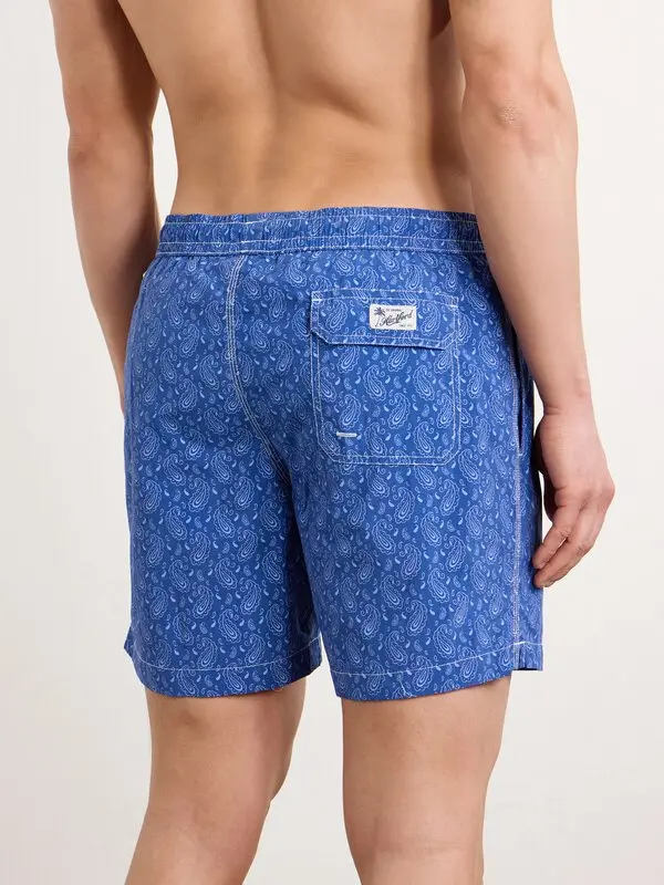 Hartford Straight-leg Mid-length Printed Swim Shorts - Blue