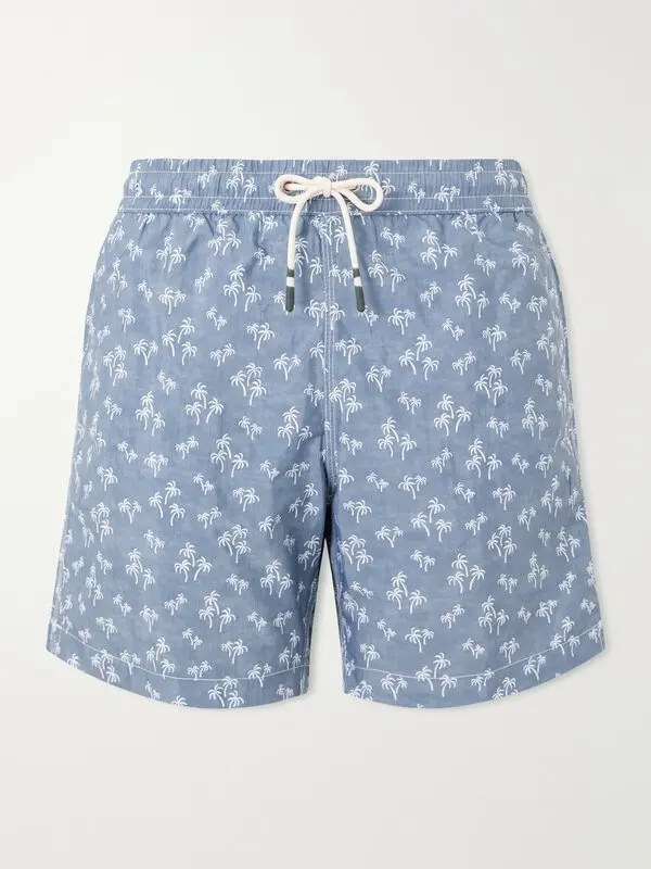 Hartford Printed Straight-leg Swim Shorts - Blue