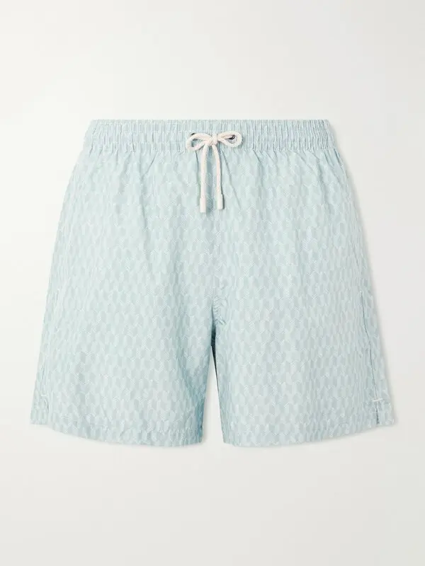 Canali Straight-leg Printed Swim Shorts - Blue