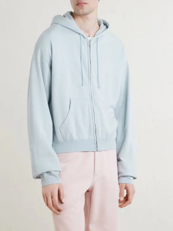 Auralee Cotton, Wool And Silk-blend Zip-up Hoodie - Blue