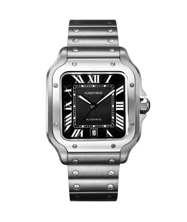 CARTIER Santos De Large Automatic 47.5mm Stainless Steel Watch - Black