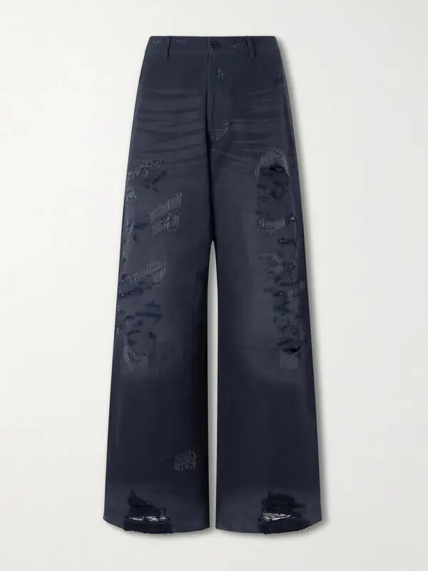 Acne Studios Straight-leg Distressed Cotton Trousers