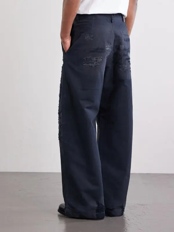 Acne Studios Straight-leg Distressed Cotton Trousers