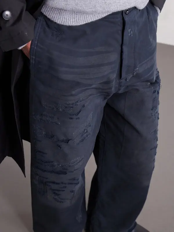 Acne Studios Straight-leg Distressed Cotton Trousers