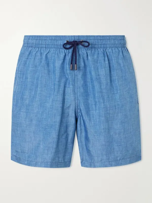 Canali Straight-leg Mid-length Swim Shorts - Blue