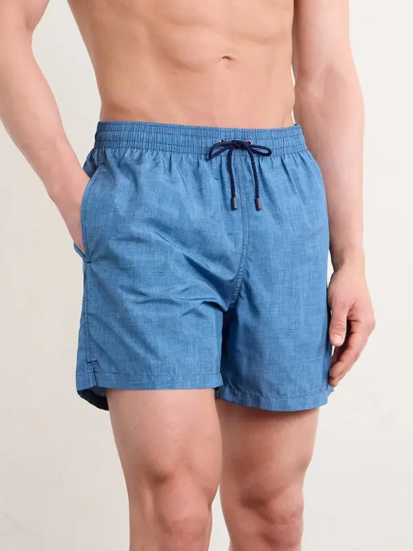 Canali Straight-leg Mid-length Swim Shorts - Blue