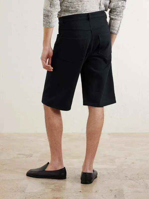 Auralee Wide-leg Silk Shorts - Black