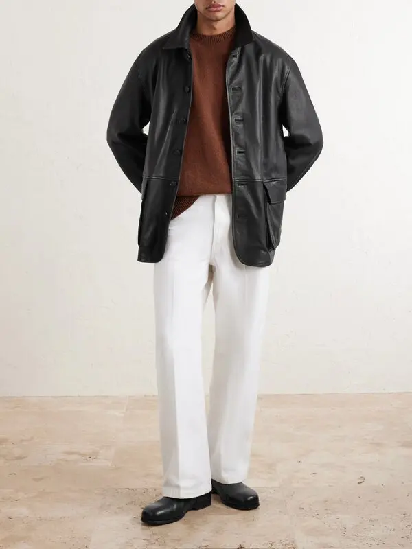 Auralee Full-grain Leather Blouson Jacket