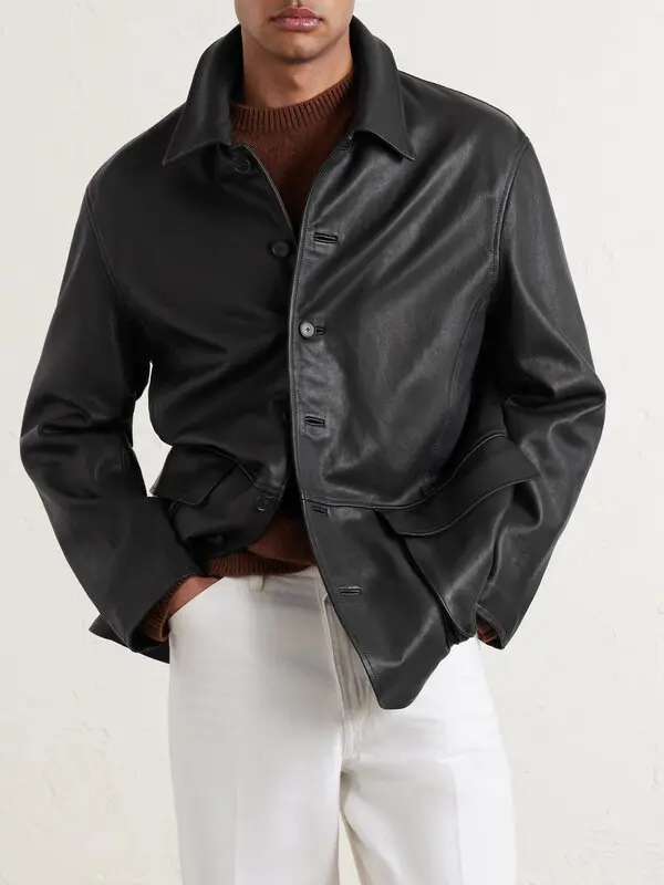 Auralee Full-grain Leather Blouson Jacket
