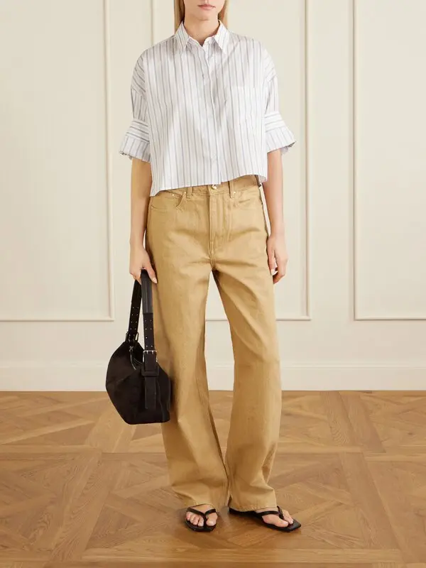 TWP Striped Cropped Cotton-poplin Shirt