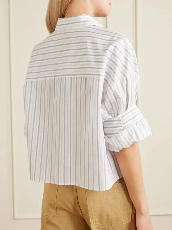 TWP Striped Cropped Cotton-poplin Shirt