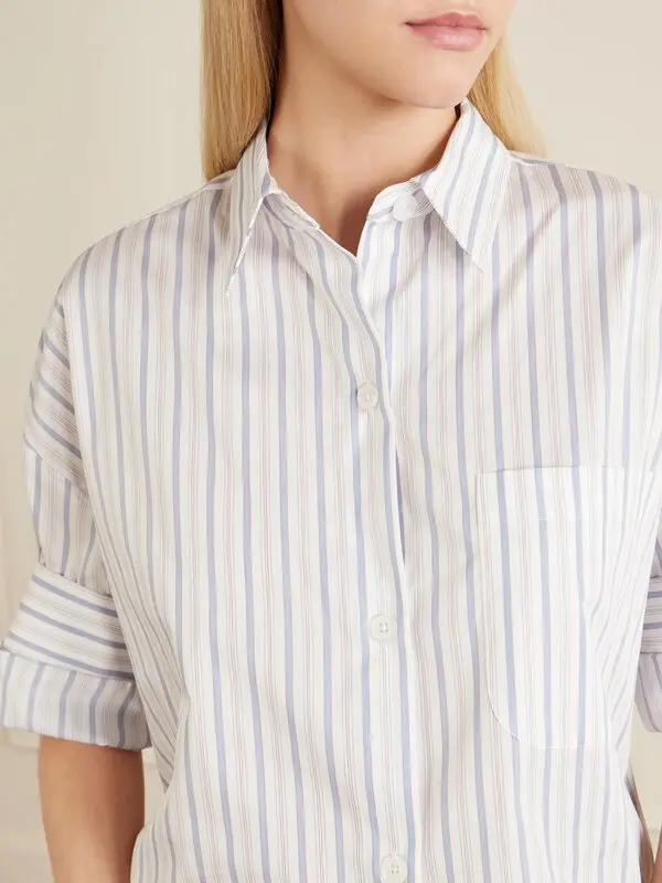 TWP Striped Cropped Cotton-poplin Shirt
