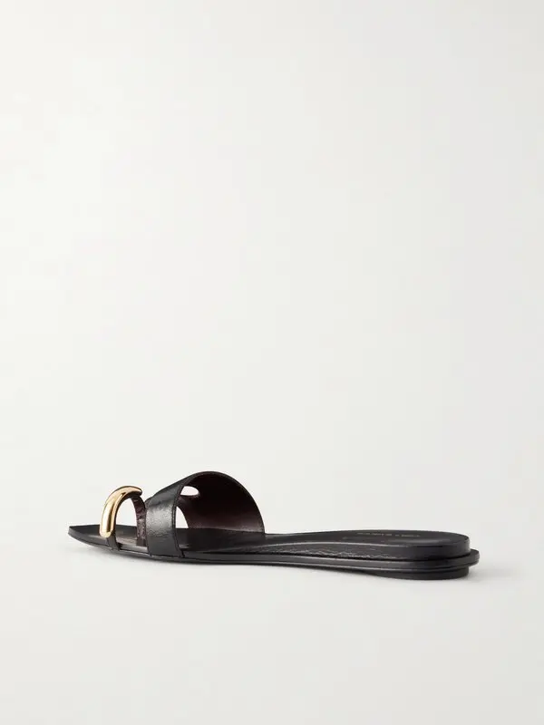 Tory Burch Pierced Embellished Leather Slides