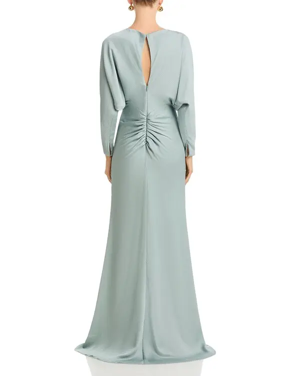 Amsale Dolman Sleeve Gown With Ruched Detail - Jade