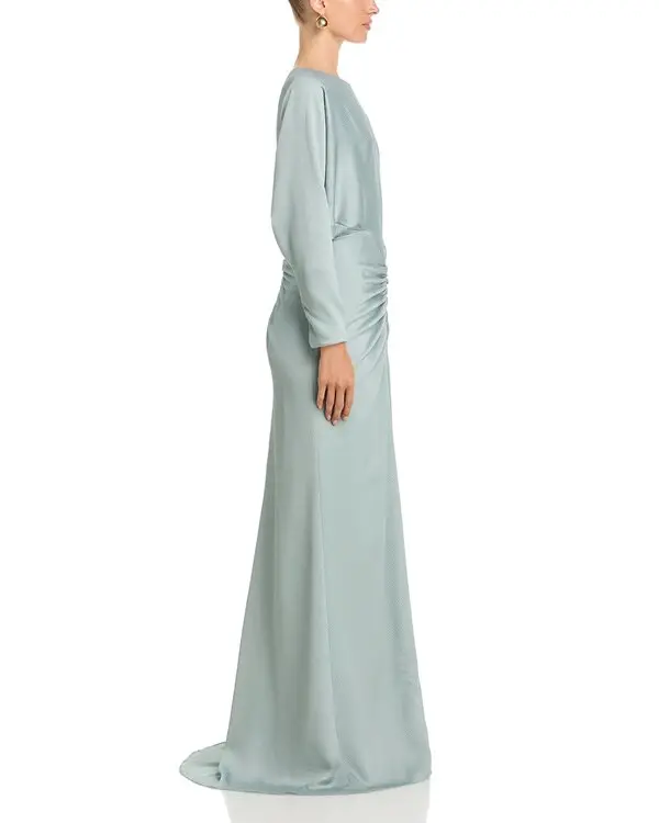Amsale Dolman Sleeve Gown With Ruched Detail - Jade