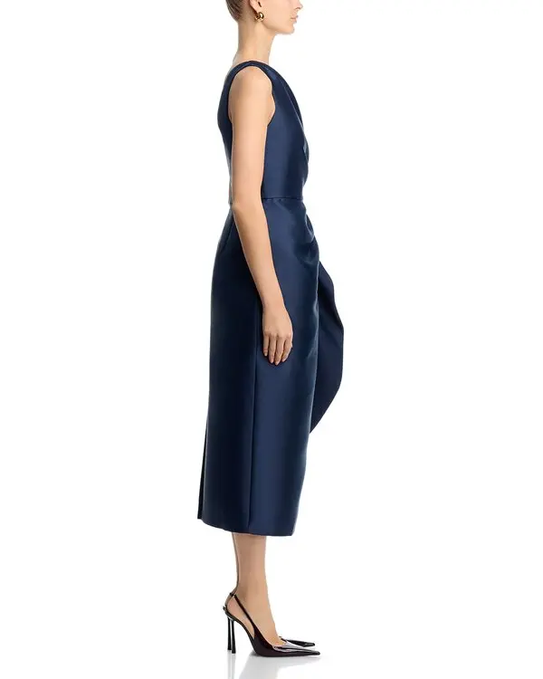 Amsale Mikado One Shoulder Cascade Gown
