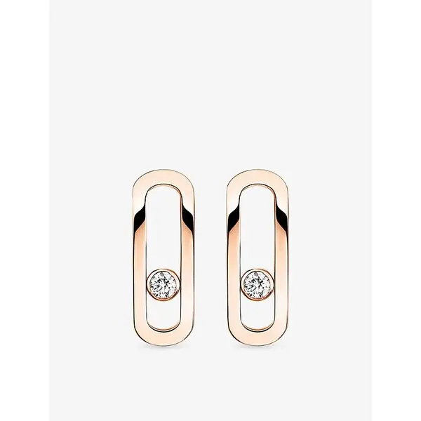 Messika Move Uno 18ct Gold And 0.16ct Diamond Earrings - Pink