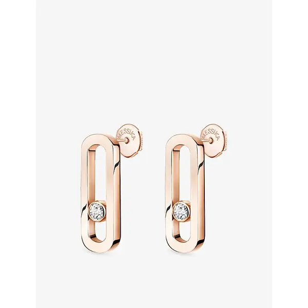 Messika Move Uno 18ct Gold And 0.16ct Diamond Earrings - Pink