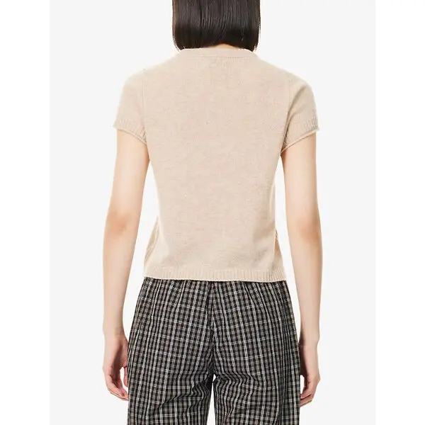 ME+EM Shrunken Cashmere Knitted T-shirt - Oatmeal