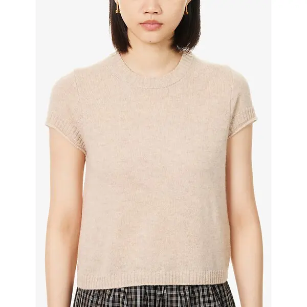 ME+EM Shrunken Cashmere Knitted T-shirt - Oatmeal