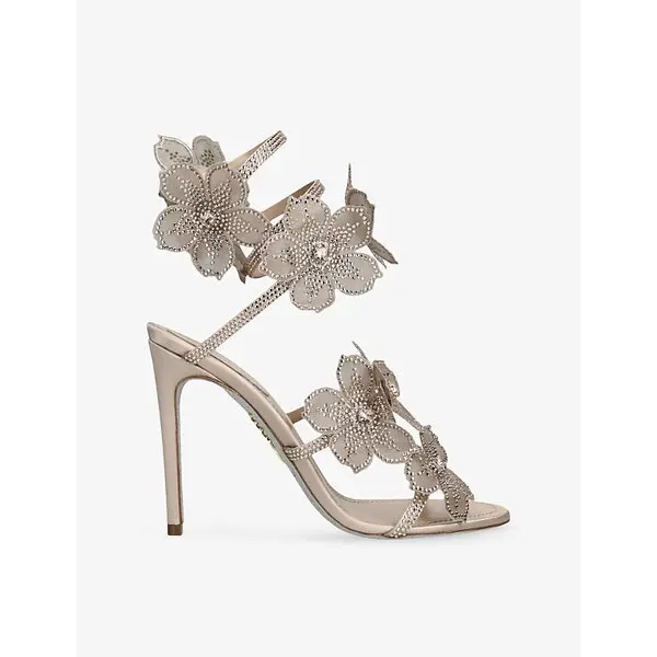 Rene Caovilla Flower Cleo 105 Heeled Sandals - Blush
