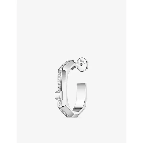 Messika Moderniste Single Pavé Diamond Hoop Earring - White