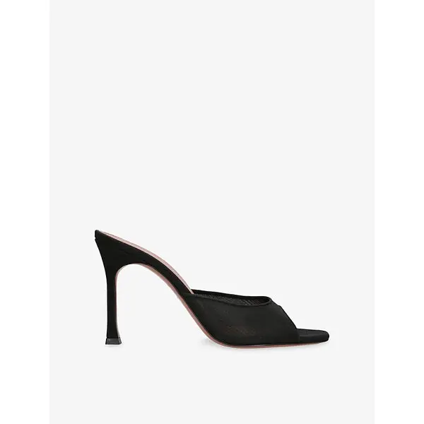 Amina Muaddi Alexa Mesh Heeled Sandals - Black