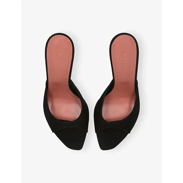 Amina Muaddi Alexa Mesh Heeled Sandals - Black