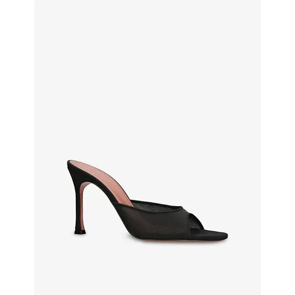 Amina Muaddi Alexa Mesh Heeled Sandals - Black