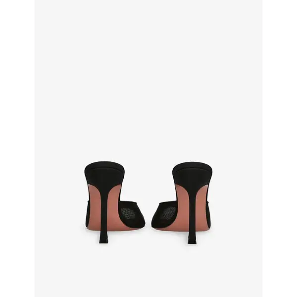 Amina Muaddi Alexa Mesh Heeled Sandals - Black