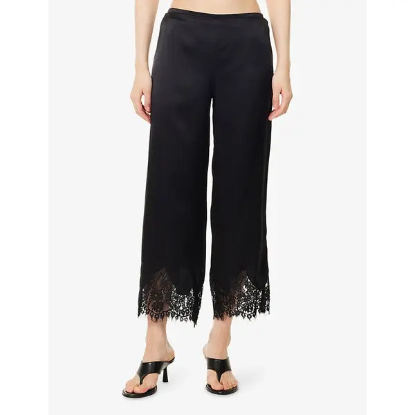 REFORMATION Carolina Cropped Silk Trousers