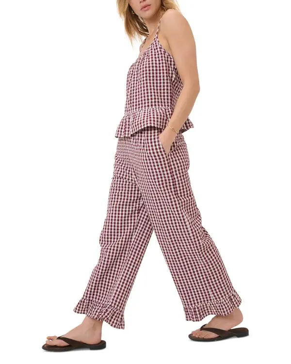 NOBODY'S CHILD Gingham Ruffled Hem Pants