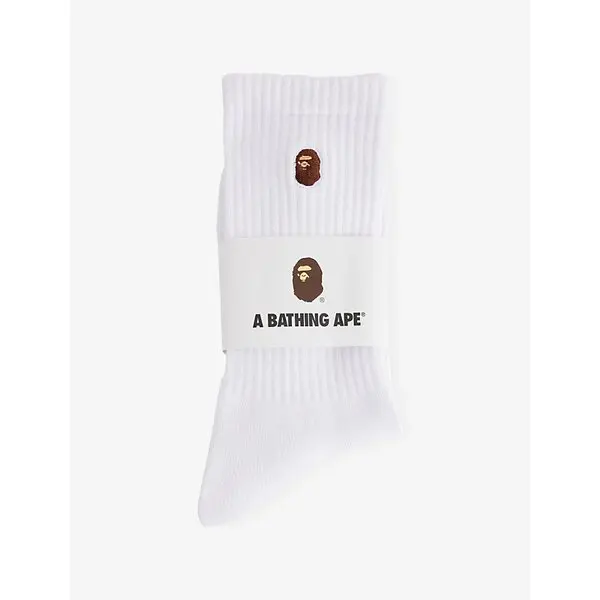A BATHING APE One Point Cotton-blend Crew Socks - White