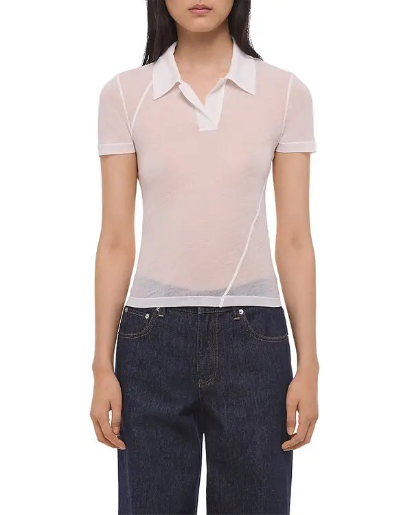 Helmut Lang Twisted Polo Zerosca Top - White