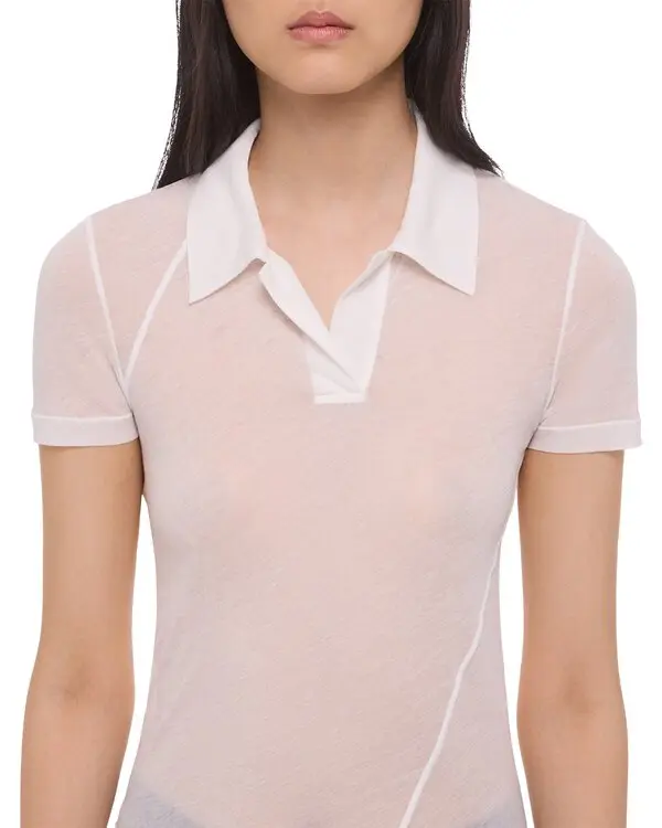 Helmut Lang Twisted Polo Zerosca Top - White