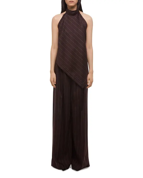 Helmut Lang Halter Scarf Pinstripe Top