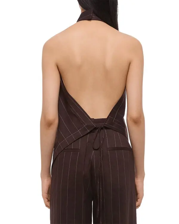 Helmut Lang Halter Scarf Pinstripe Top