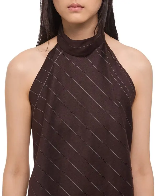 Helmut Lang Halter Scarf Pinstripe Top
